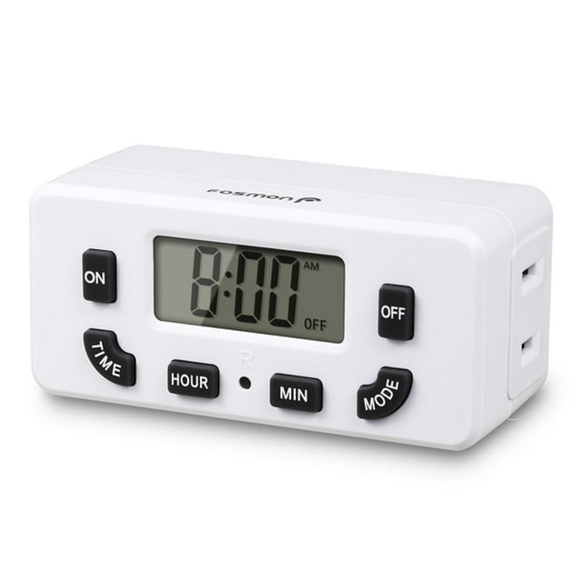 Fosmon 24H Programmable Digital Timer Outlet, Auto On/Off, LCD Display, for Home Electric - 1 ...