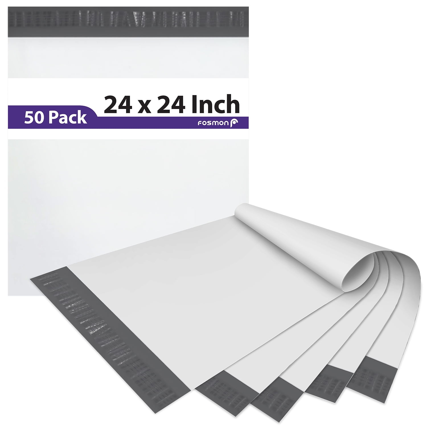Fosmon 50 Pack Large, Durable, Self-Seal, Tear-Proof Polyethylene ...