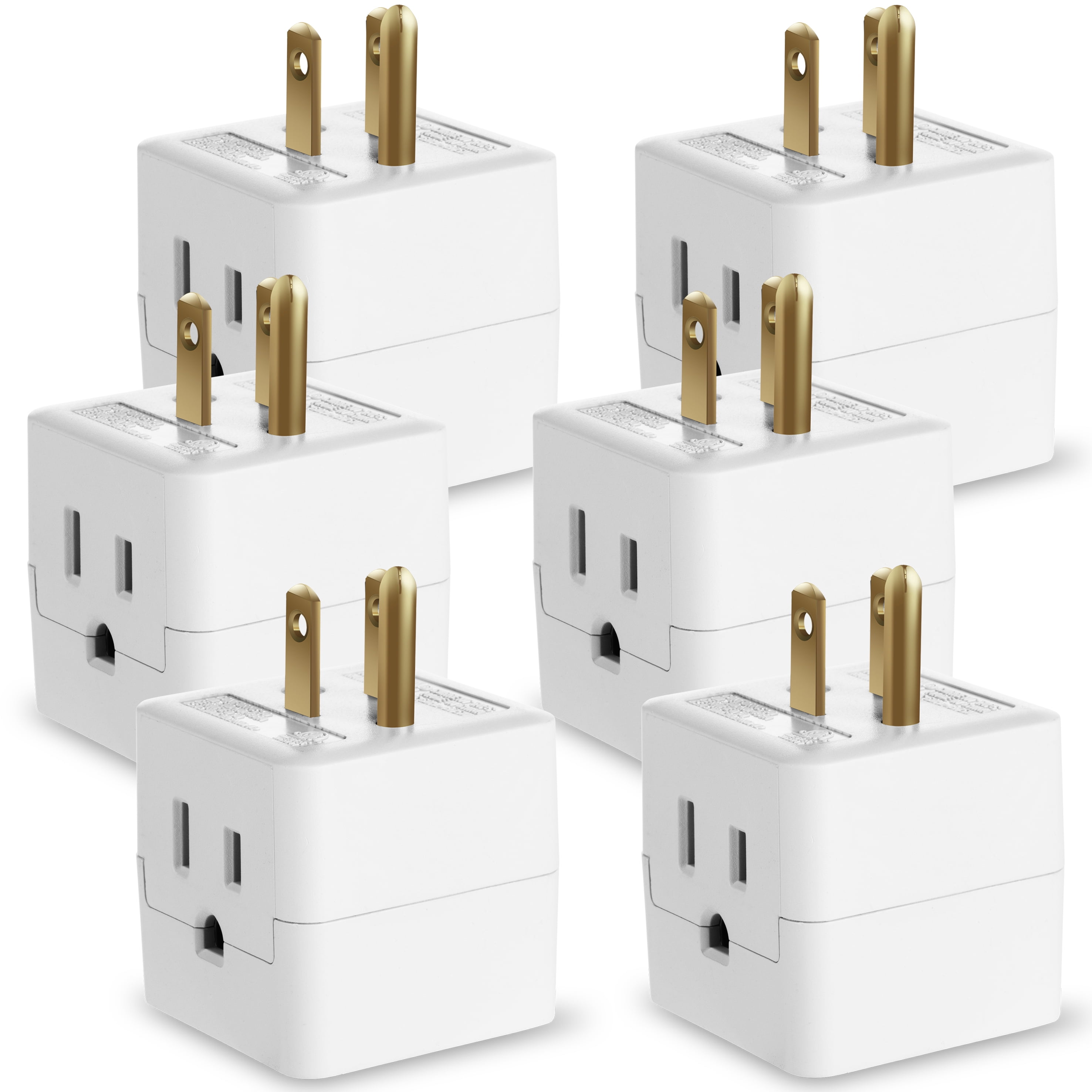Fosmon [6 Pack] 3 Outlet Wall Adapter Tap, 3-Prong Grounded Indoor AC ...