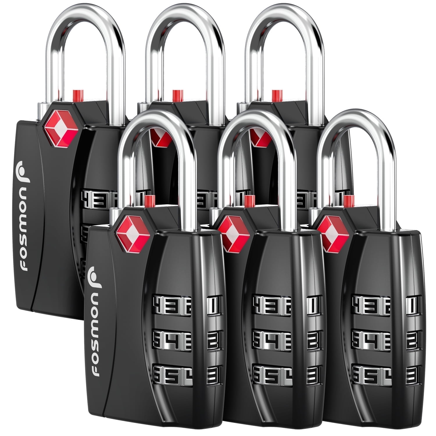 Fosmon 6 Pack TSA Locks for Luggage, Padlock Combination Lock Easy to ...