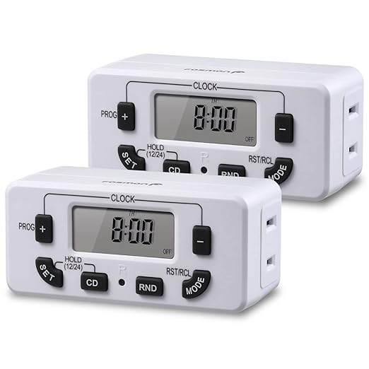 Fosmon 7 Day Programmable Digital Timer for Electrical Outlets, Indoor ...