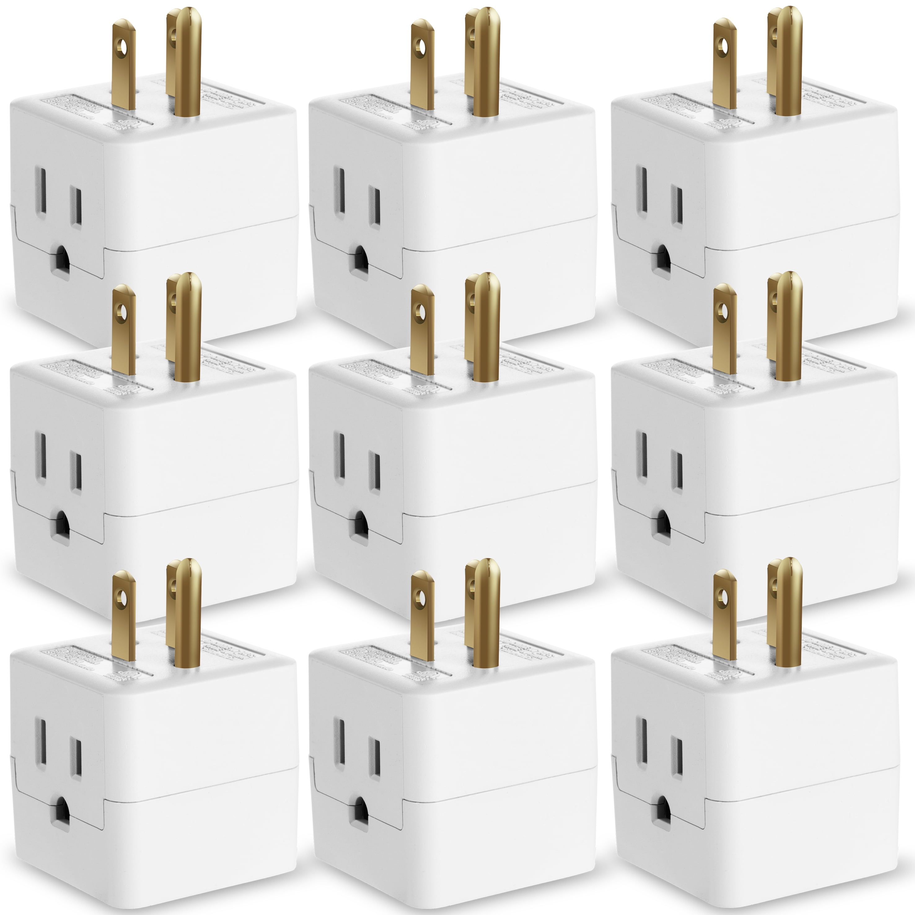 Fosmon [9 Pack] 3 Outlet Wall Adapter Tap, 3-Prong Grounded Indoor AC ...