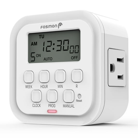 Fosmon 7-Day Digital Timer Outlet, Dual Light, Programmable, 3-Prong ...