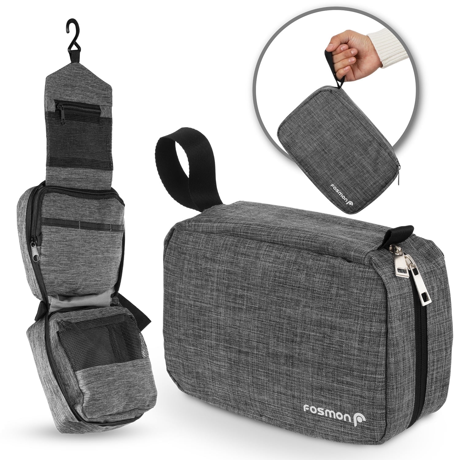 Fosmon Portable Hanging Toiletry Bag, Large Capacity Travel Organizer ...