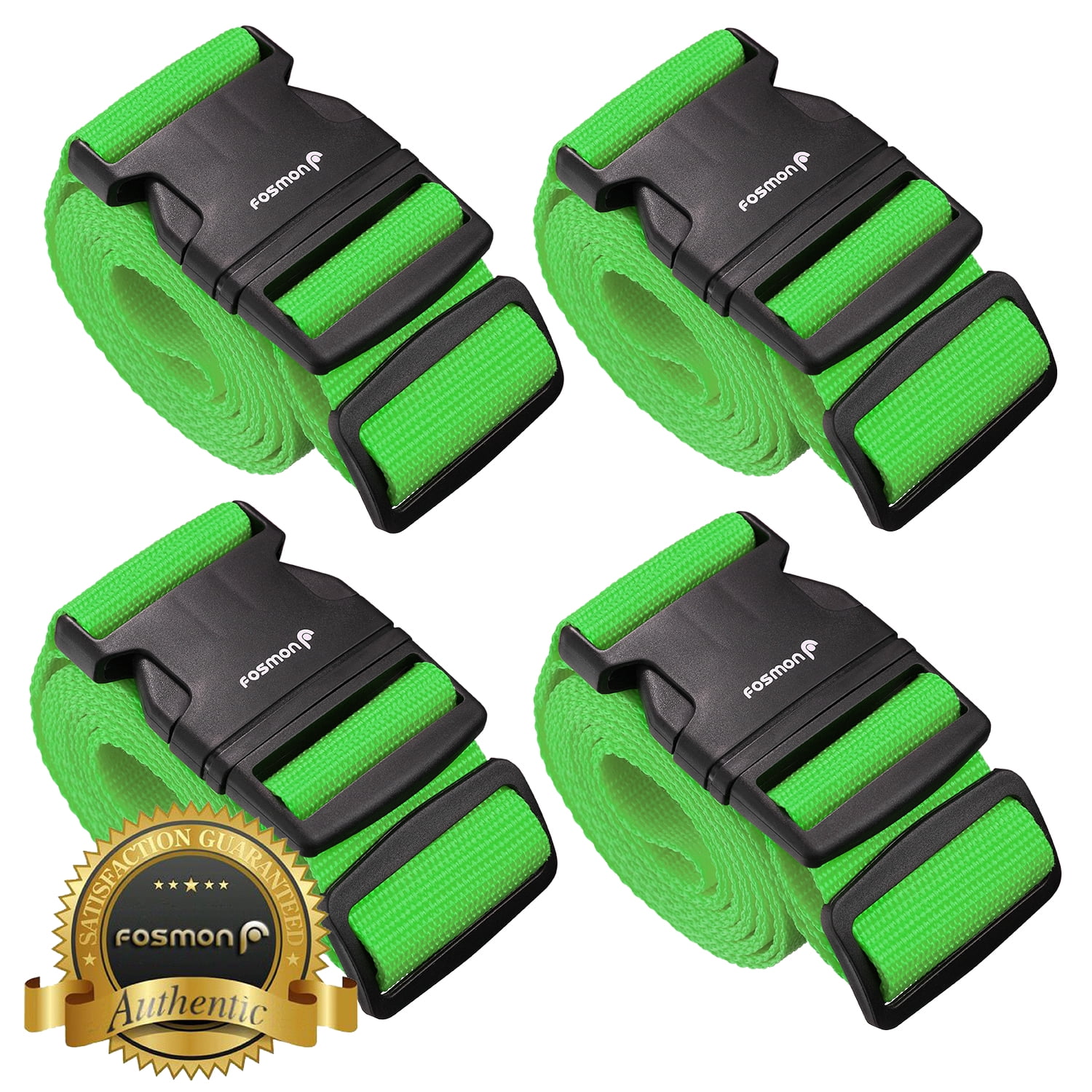 Fosmon Adjustable Luggage Straps, Heavy-Duty Buckles, ID Pouch, 4 Pack ...