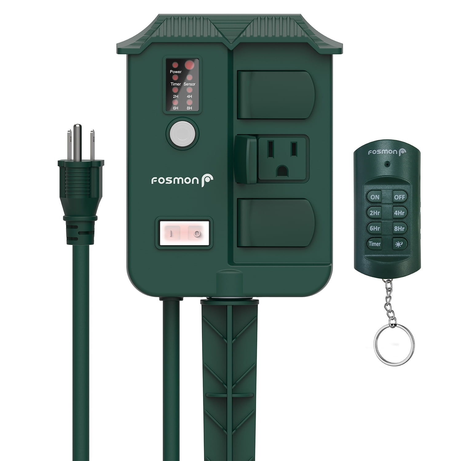 Fosmon Outdoor Power Stake with Extension Cords 6FT, Remote Control ...