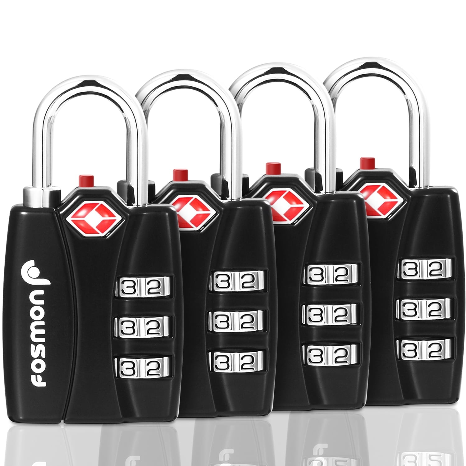 Fosmon TSA Approved Luggage Locks, 4 Pack, Open Alert, 3 Digit ...