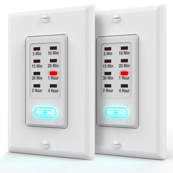 Fosmon UL Listed In-Wall Light Switch Timer, 2 Pack, 4 Hour Countdown ...