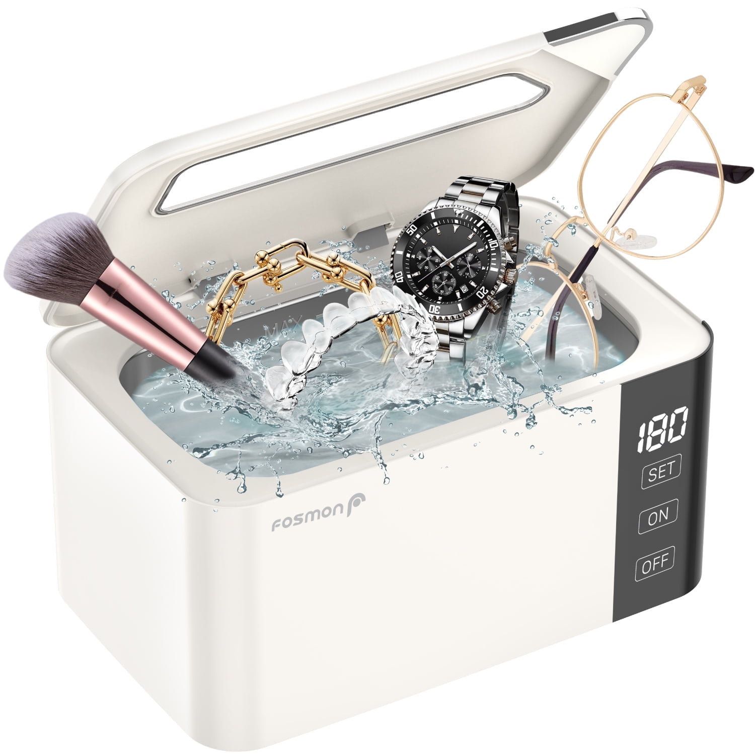 Fosmon Ultrasonic Cleaner (600ml) Jewelry Cleaner Machine with LED ...