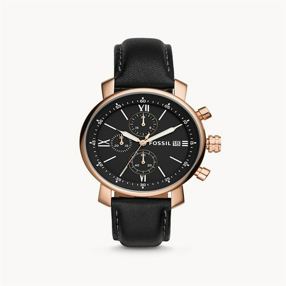 Fossil BQ1008 Rhett Chronograph Black Leather Men's Watch - Walmart.com