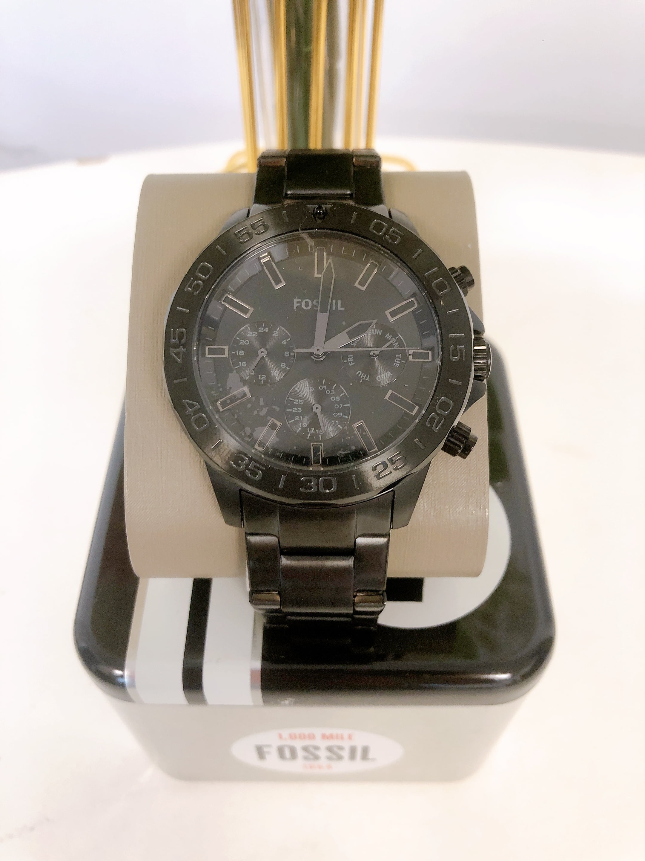 Fossil Bannon Men's Stainless Steel Wristwatch, Black Tone, (BQ2587 ...