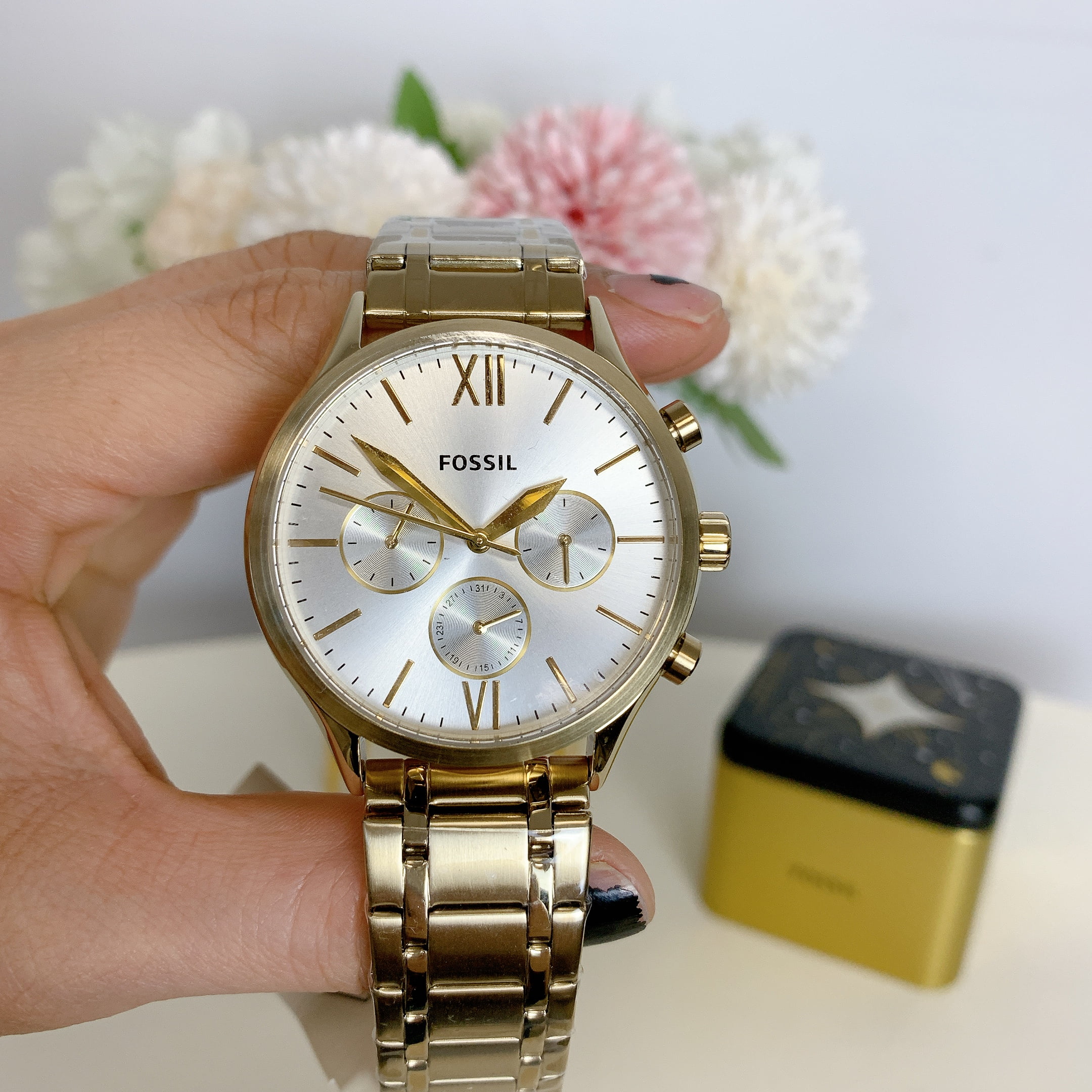 Fossil BQ2809 Fenmore Watch, Multifunction Movement, Gold-Tone ...
