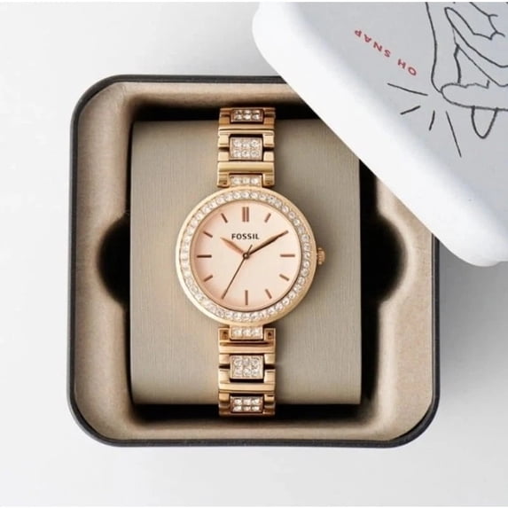 Fossil Karli Rose Gold-Tone Watch, Quartz Movement, 34mm Stainless ...