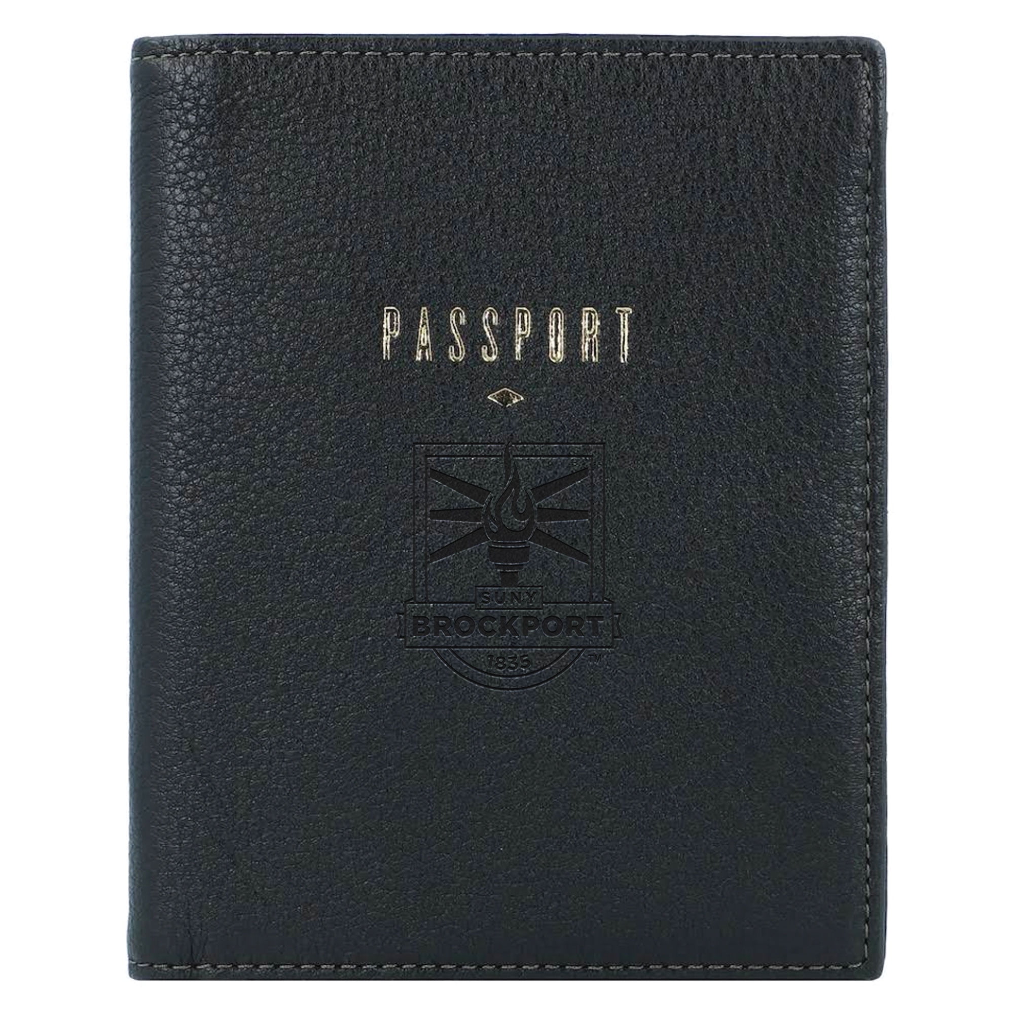 Fossil Black SUNY Brockport Golden Eagles Travel RFID Passport Case ...