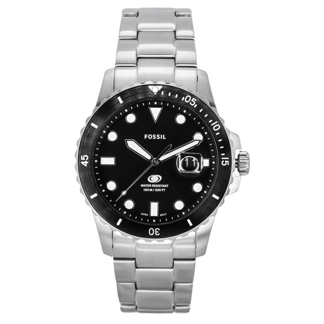 Fossil 42 x 11 mm Blue Dive Stainless Steel Black Dial Quartz 100 m ...