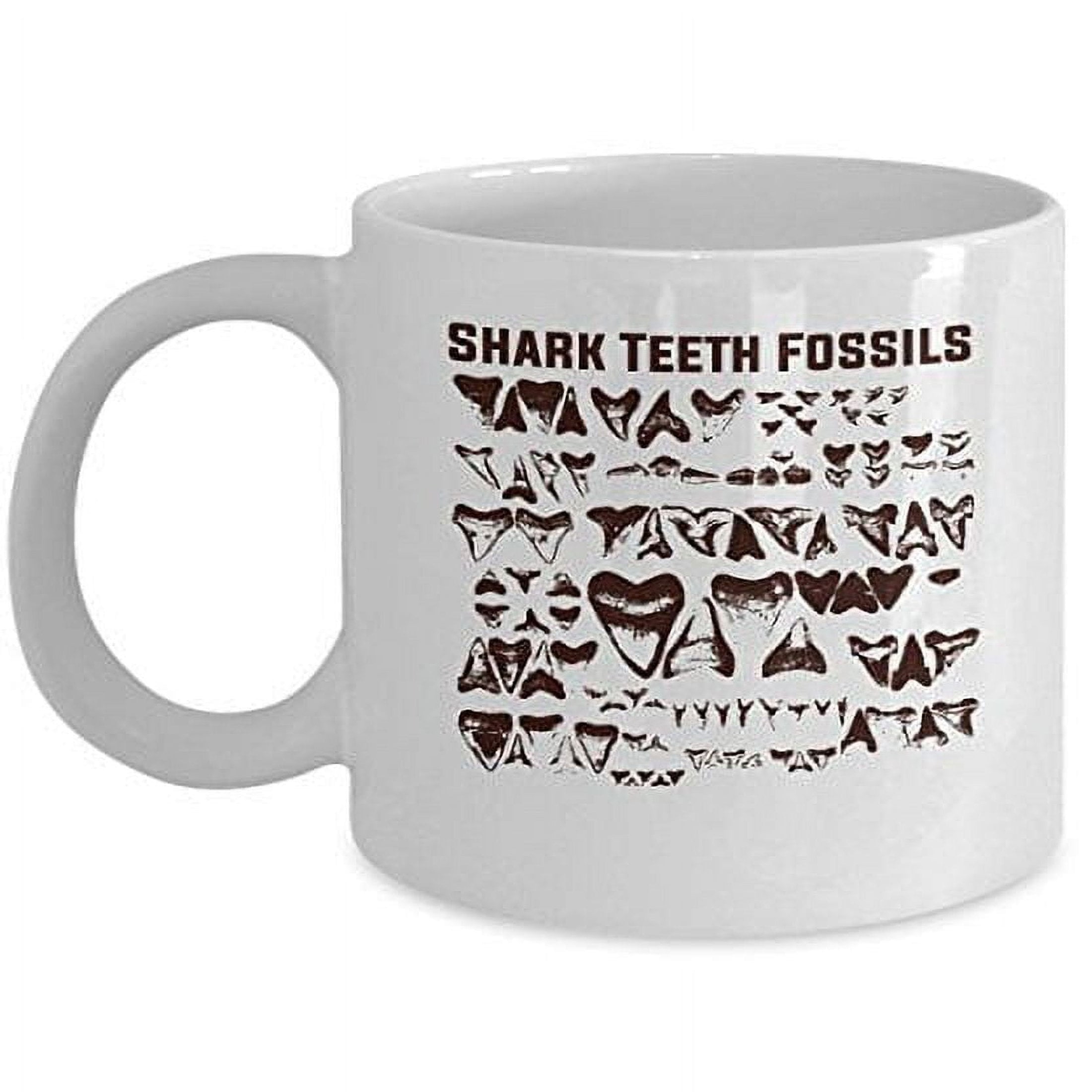 Shark Teeth 11 oz Coffee Mug - Fossil Design White Ceramic Gift ...