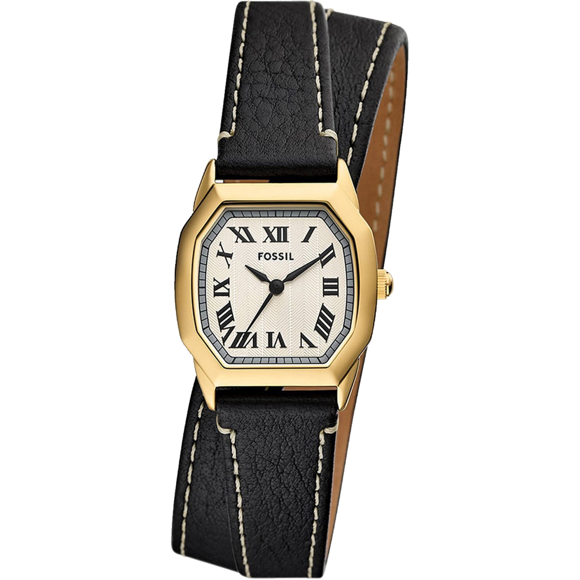 Fossil ES5404 Women's Harlow Quartz Beige Dial Black Strap Watch ...