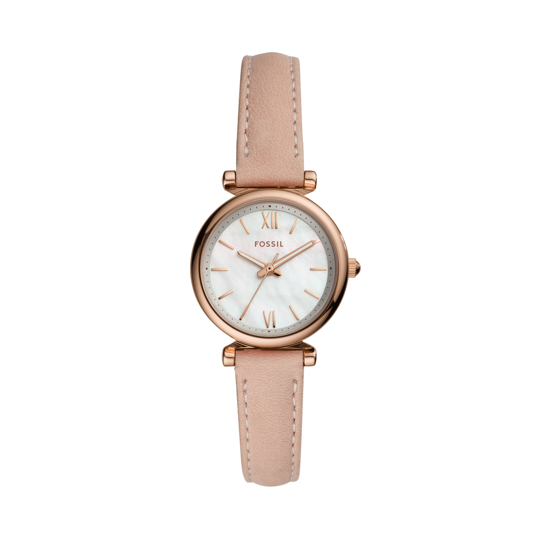 Fossil Women's Carlie Mini Three-Hand, Rose Gold-Tone Stainless Steel ...