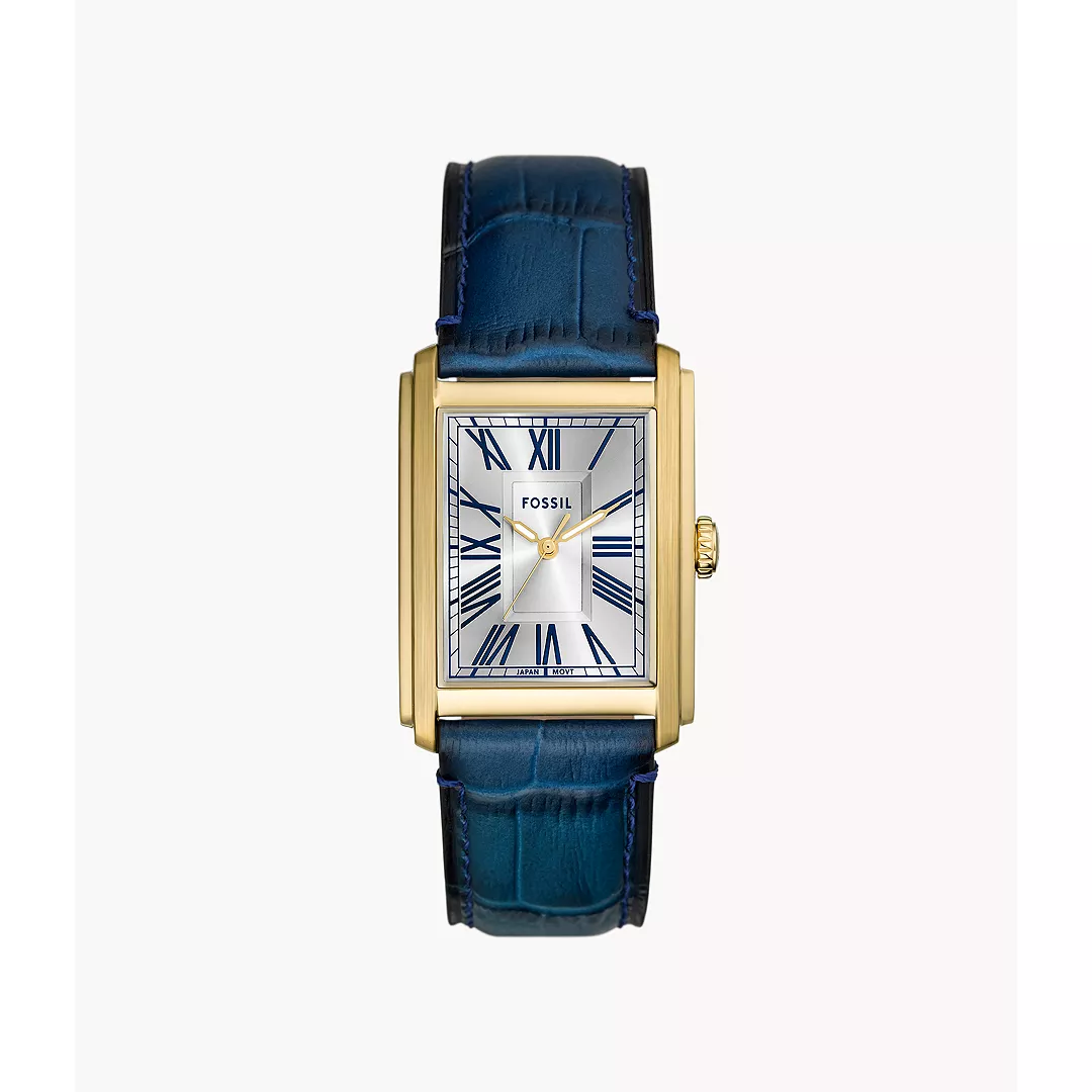 Fossil Men's Carraway Three-Hand Navy Croco Leather Watch - Blue FS6076 ...