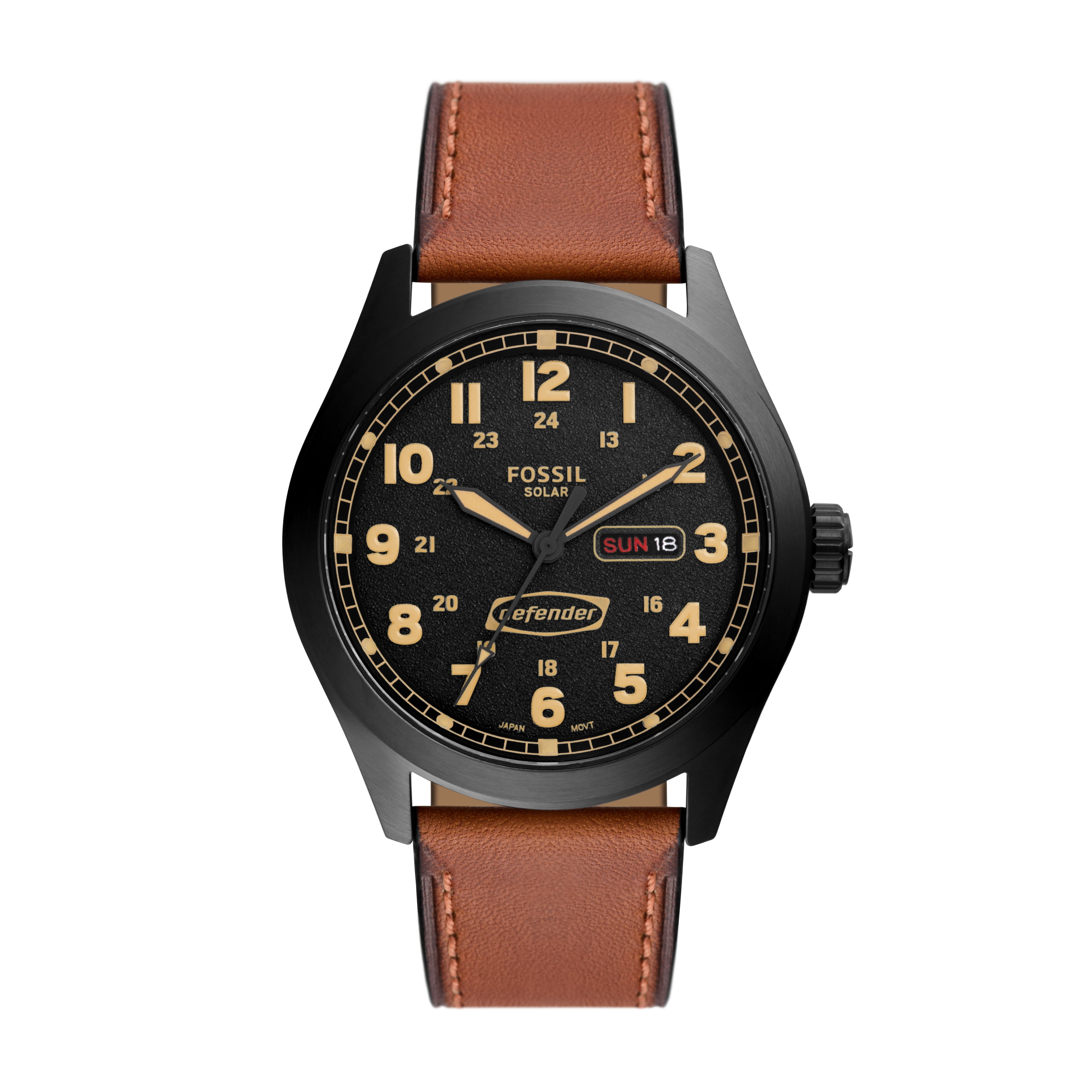 Fossil Men's Defender Solar-Powered Luggage Leather Watch - Walmart.com