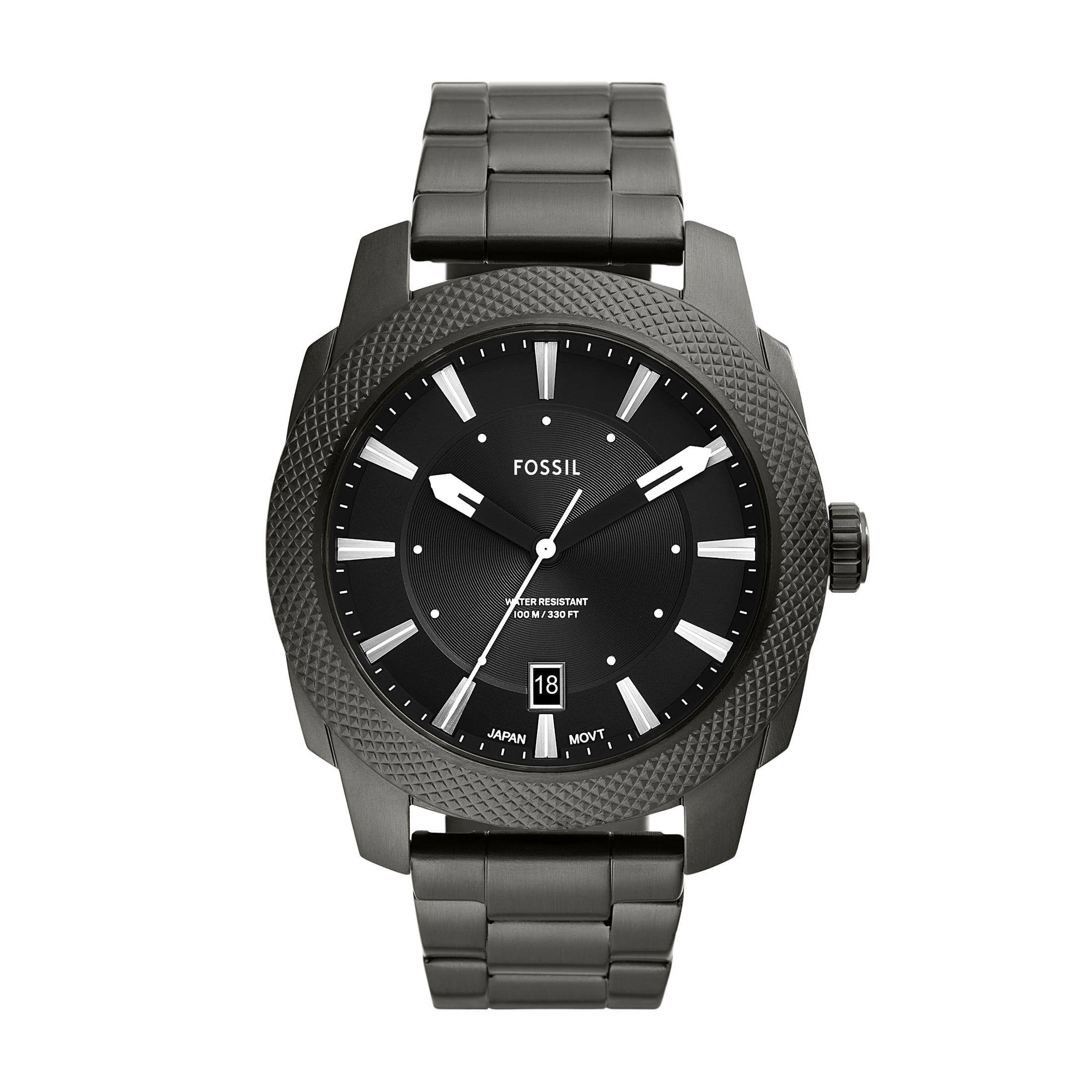 Fossil Men's Machine Three-Hand Date, Smoke Stainless Steel Watch ...