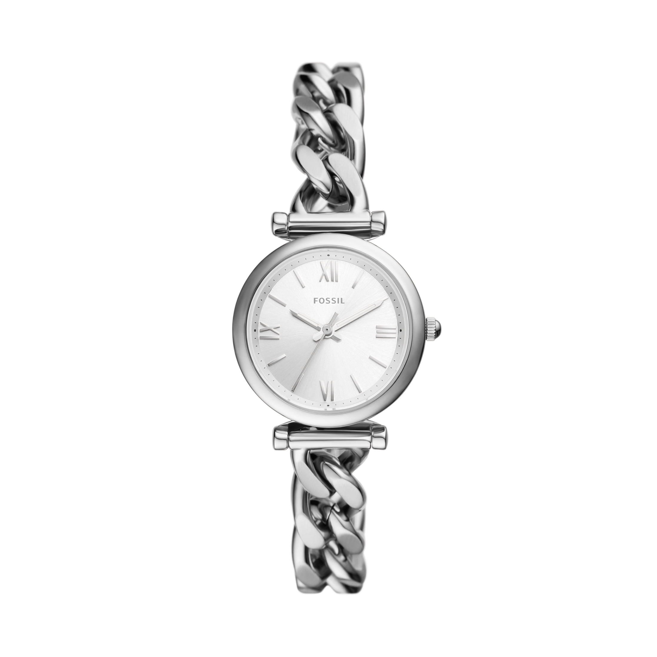 Fossil, Women's Carlie Mini Watch, 28MM Stainless Steel, Silver Dial ...