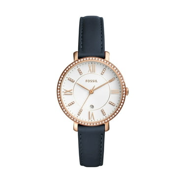 Fossil Women's Jacqueline Floral Dial Black Leather Watch (ES4535 ...