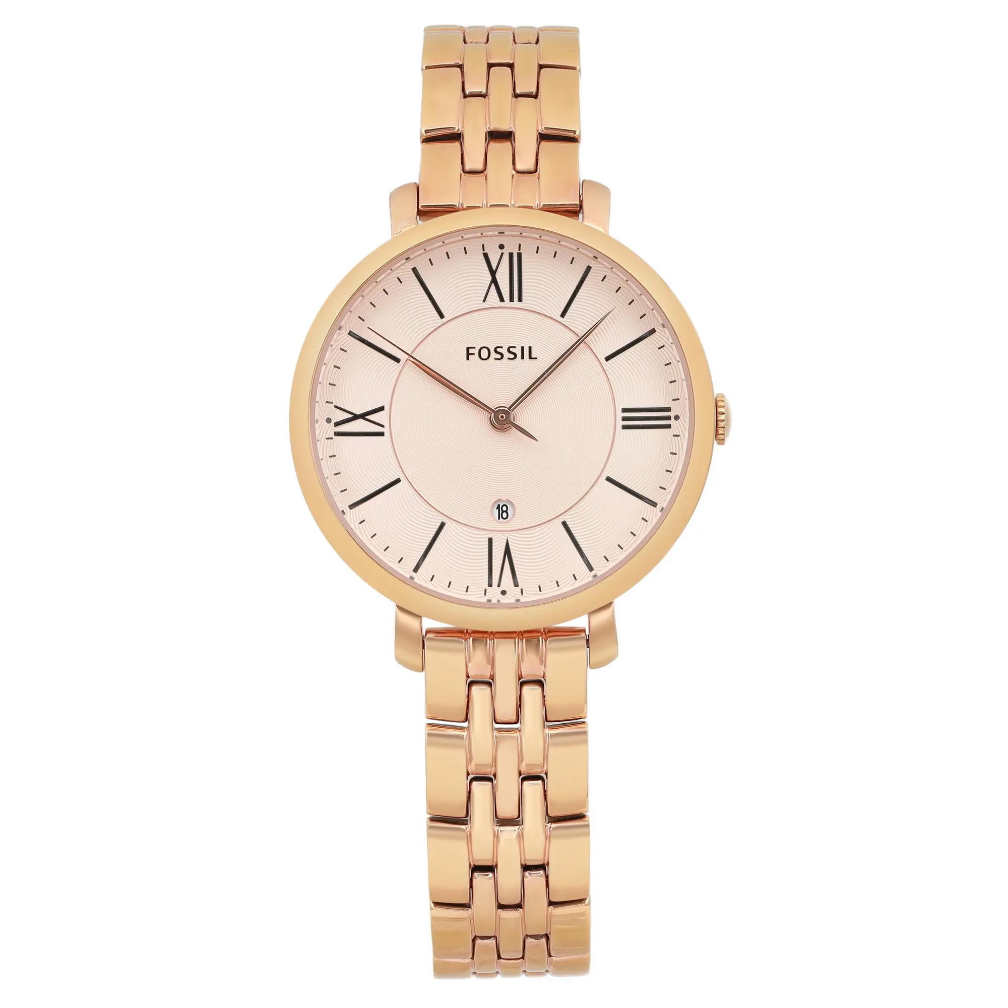 Pre-Owned Fossil Women's Jacqueline Rose Gold Dial Watch - ES3435 ...