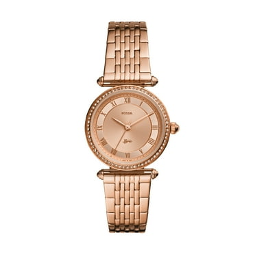 Fossil Women's Carlie Three-Hand Rose Gold Stainless Steel Watch ES4301 ...
