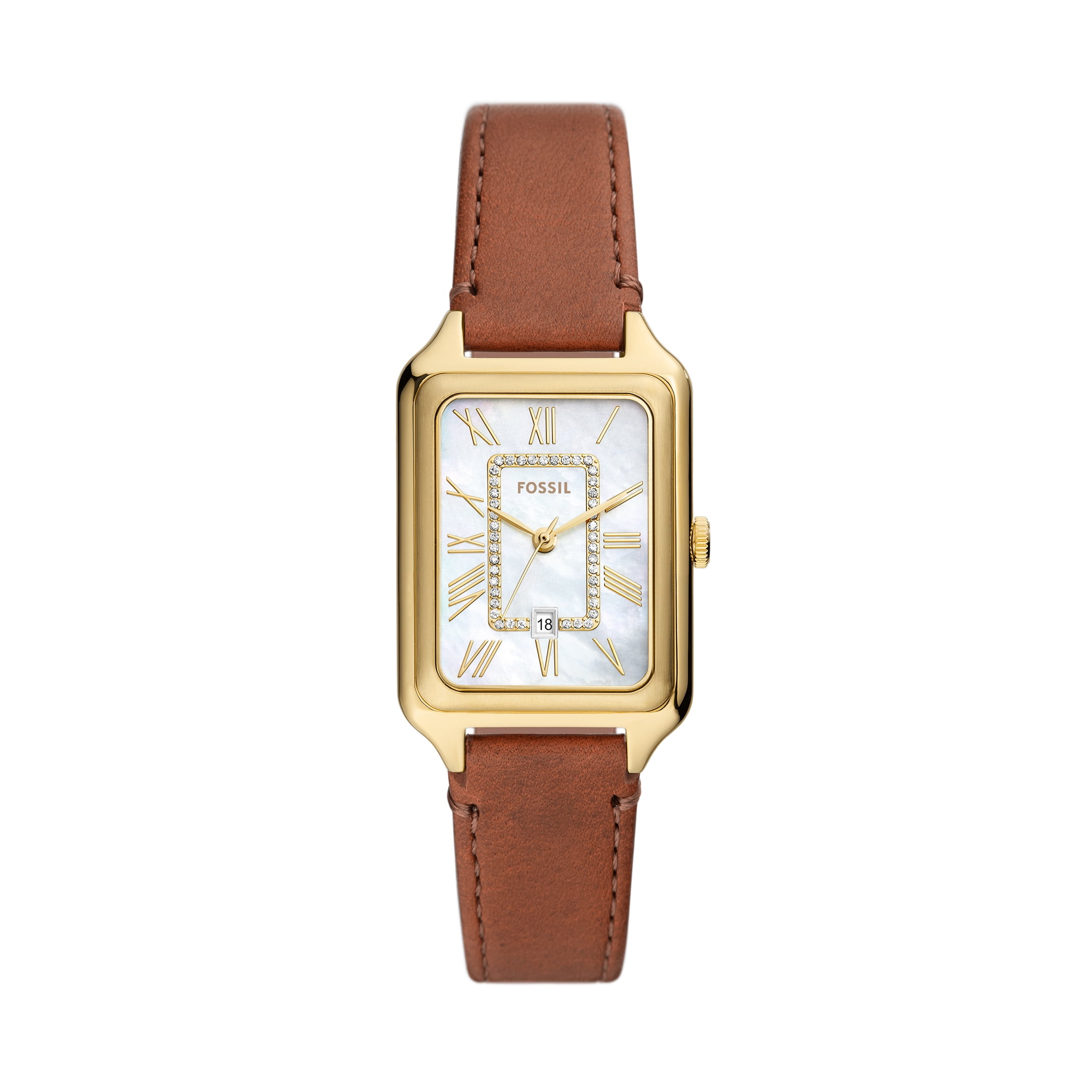 Fossil Women's Raquel Three-Hand Date, Gold-Tone Stainless Steel Watch ...