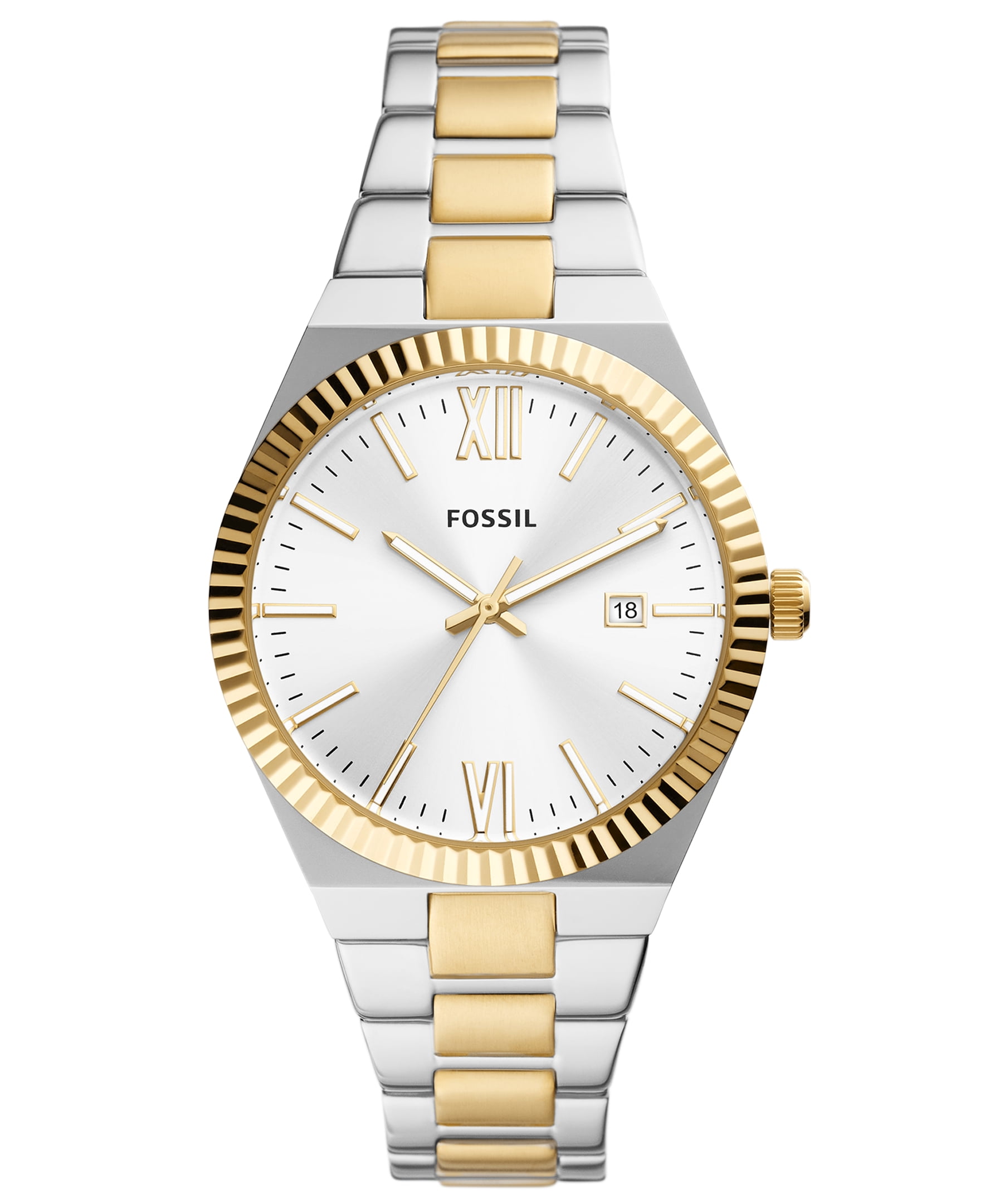 Fossil Women's Scarlette Three-Hand Date Two-Tone Stainless Steel Watch ...