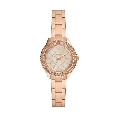 Fossil Women's Virginia Three-Hand Day-Date, Rose Gold-Tone Stainless ...