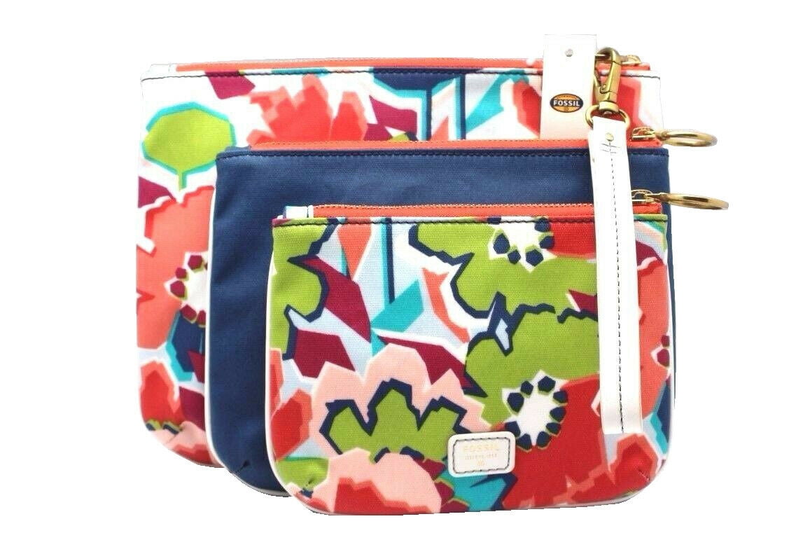 Fossil Wrist-Let Purse Cosmetic Case Makeup 3 pcs Organizer Three in ...