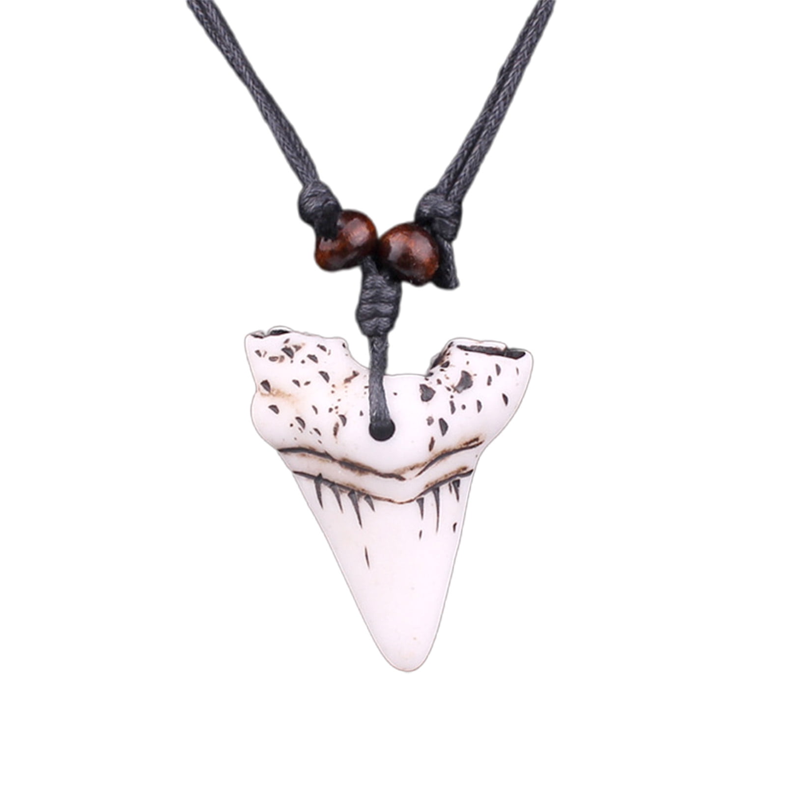 Fossilized Shark Teeth Bead Leather Rope Beach Surfer Necklace for ...