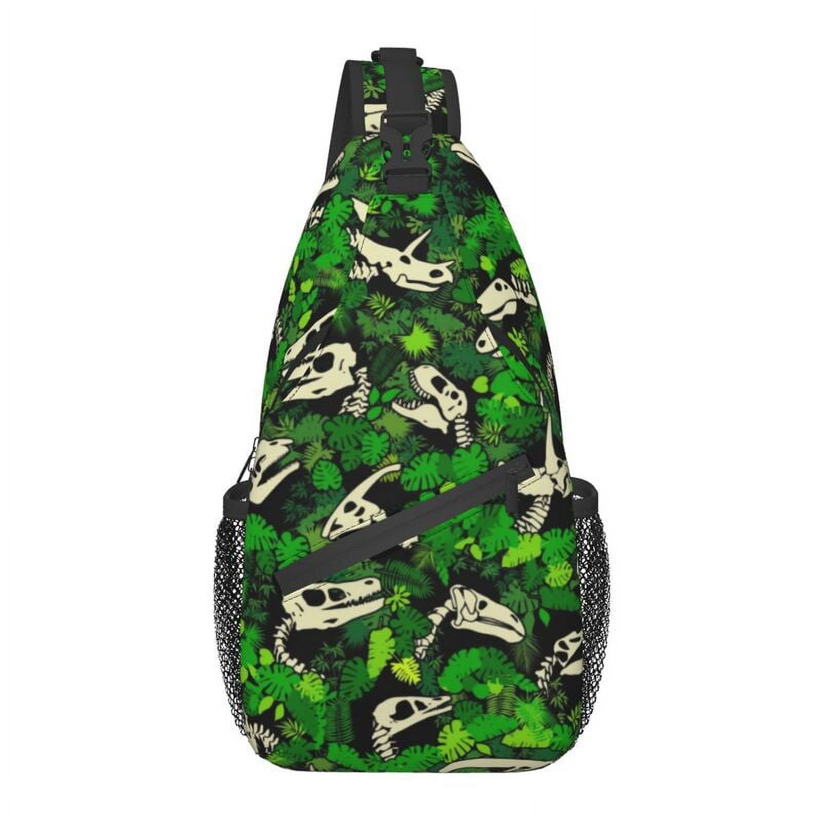 Fossils Dinosaur Skull Jungle Pattern Sling Bag Paleontology Dino Lover ...