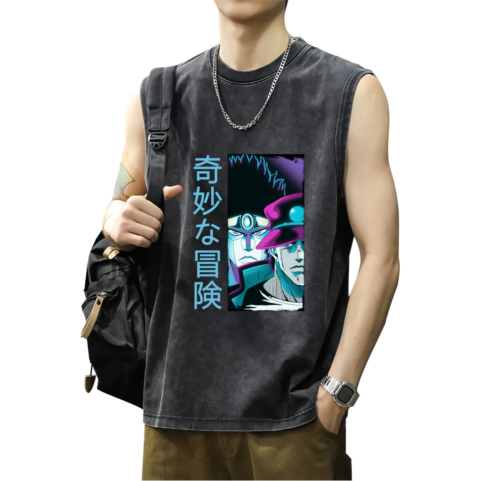 Fosskos JoJo's Bizarre Adventure Japanese Anime Washed Tank Tops for ...