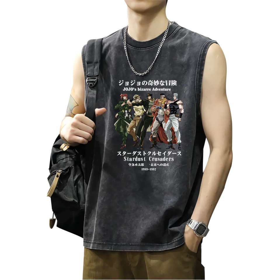Fosskos JoJo's Bizarre Adventure Men's Washed Tank Tops Classic Anime ...