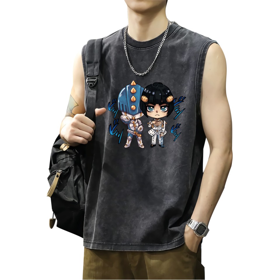 Fosskos JoJo's Bizarre Adventure Men's Washed Tank Tops Lightweight ...