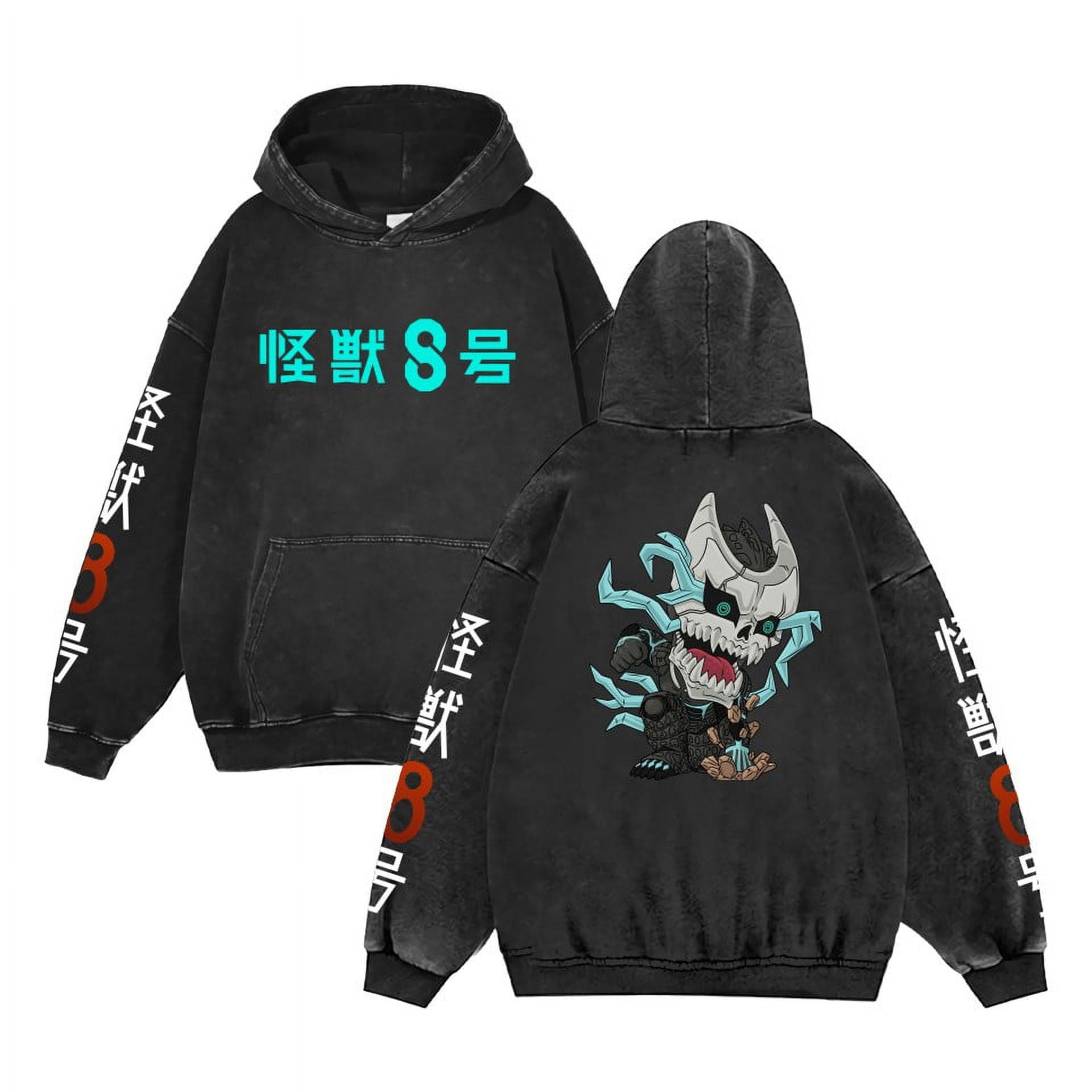 Fosskos Kaiju No.Eight Hoodie Unisex Drawstring Long Sleeve Pullover ...