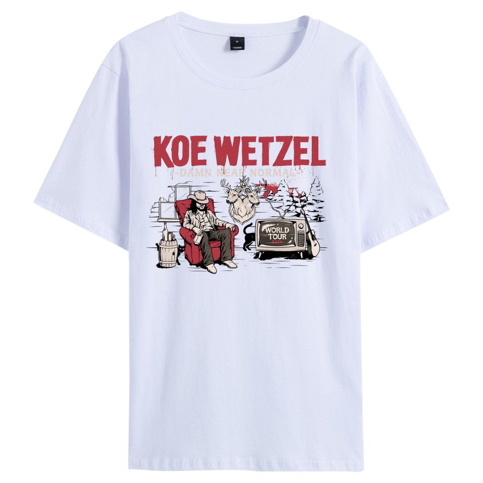 Fosskos Koe Wetzel Damn Near Normal Tour 2024 T-shirt Women Men Casual ...