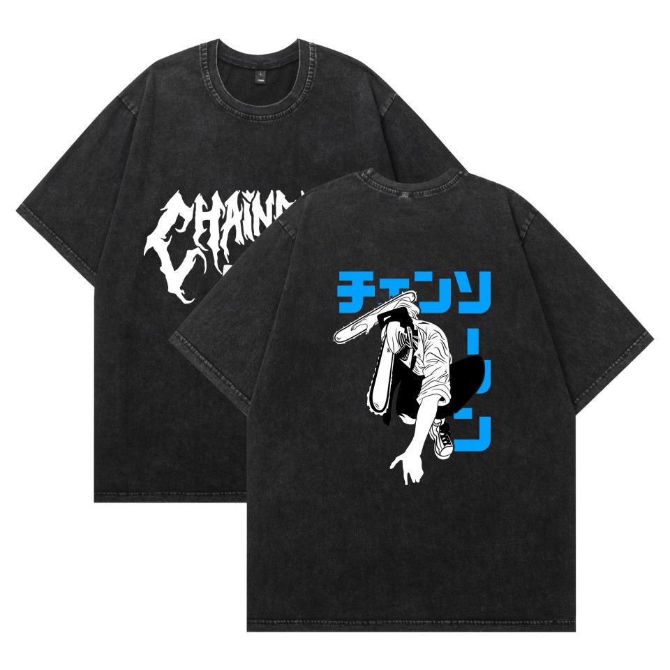 Fosskos Man Chainsaw Anime Tshirt Denji Pochita Shirt Athletic Tee ...