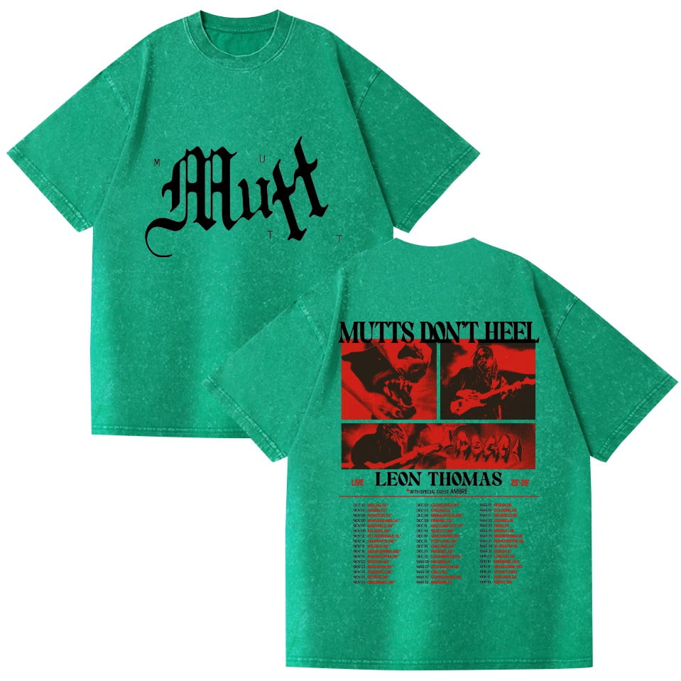 Fosskos Washed vintage Leon Thomas III Mutts Don't Heel Tour T-Shirts Merch Unisex Fashion Short ...