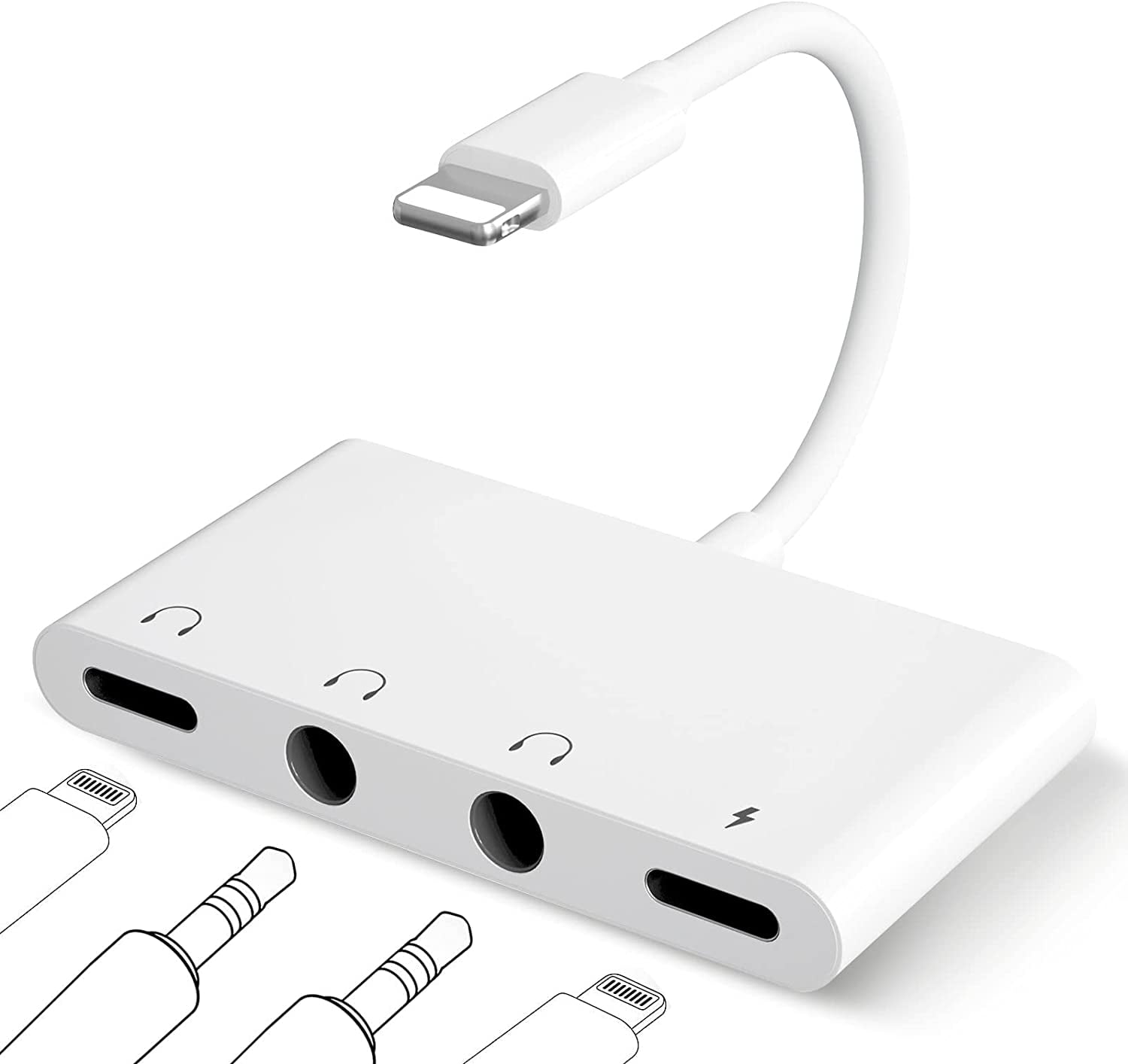 Fostbeen iPhone Headphone Splitter, 4 in 1 iPad Headphone Adapter with ...