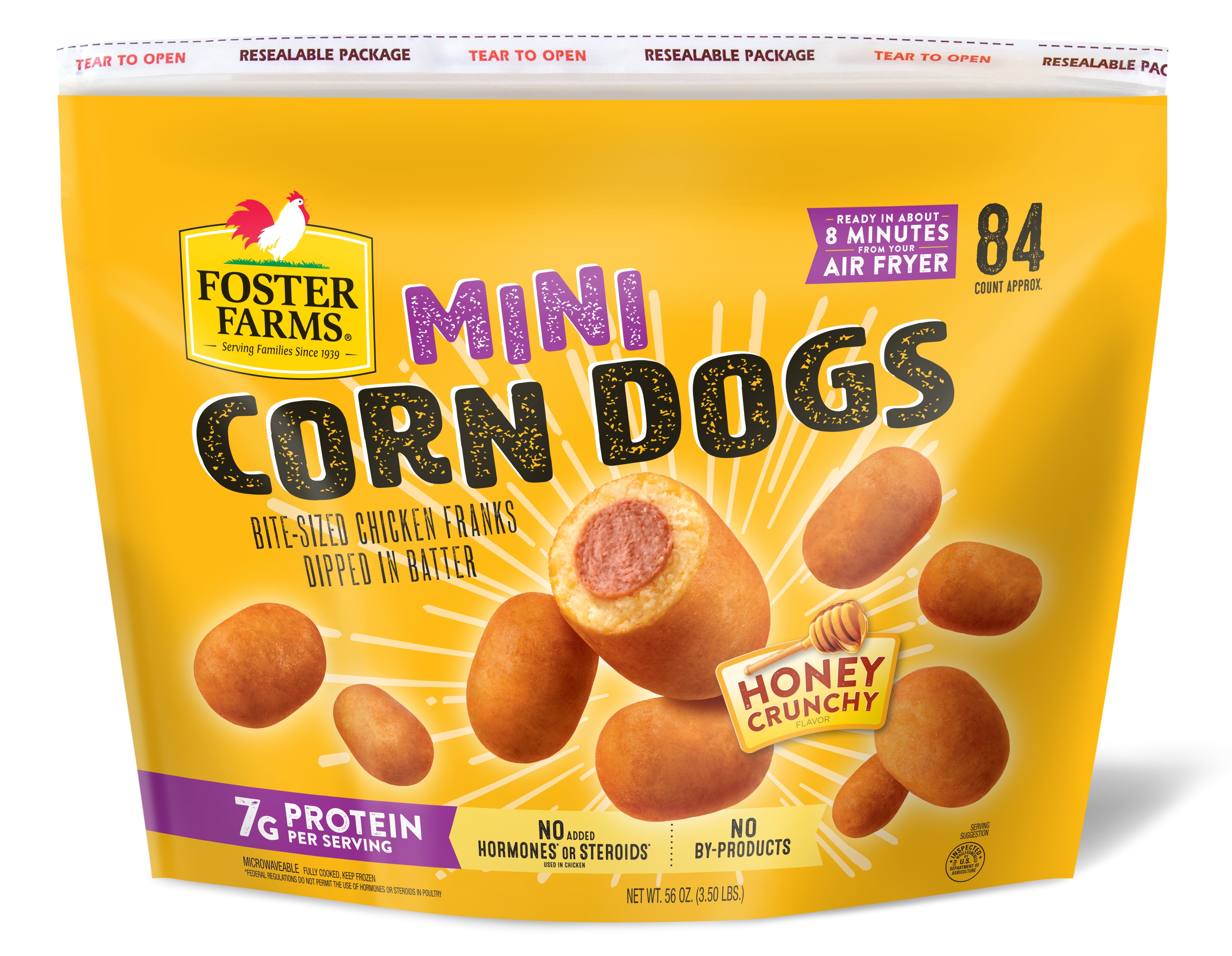 Foster Farms Honey Crunch Chicken Mini Corn Dogs, 56 oz, 84 Count Bag ...