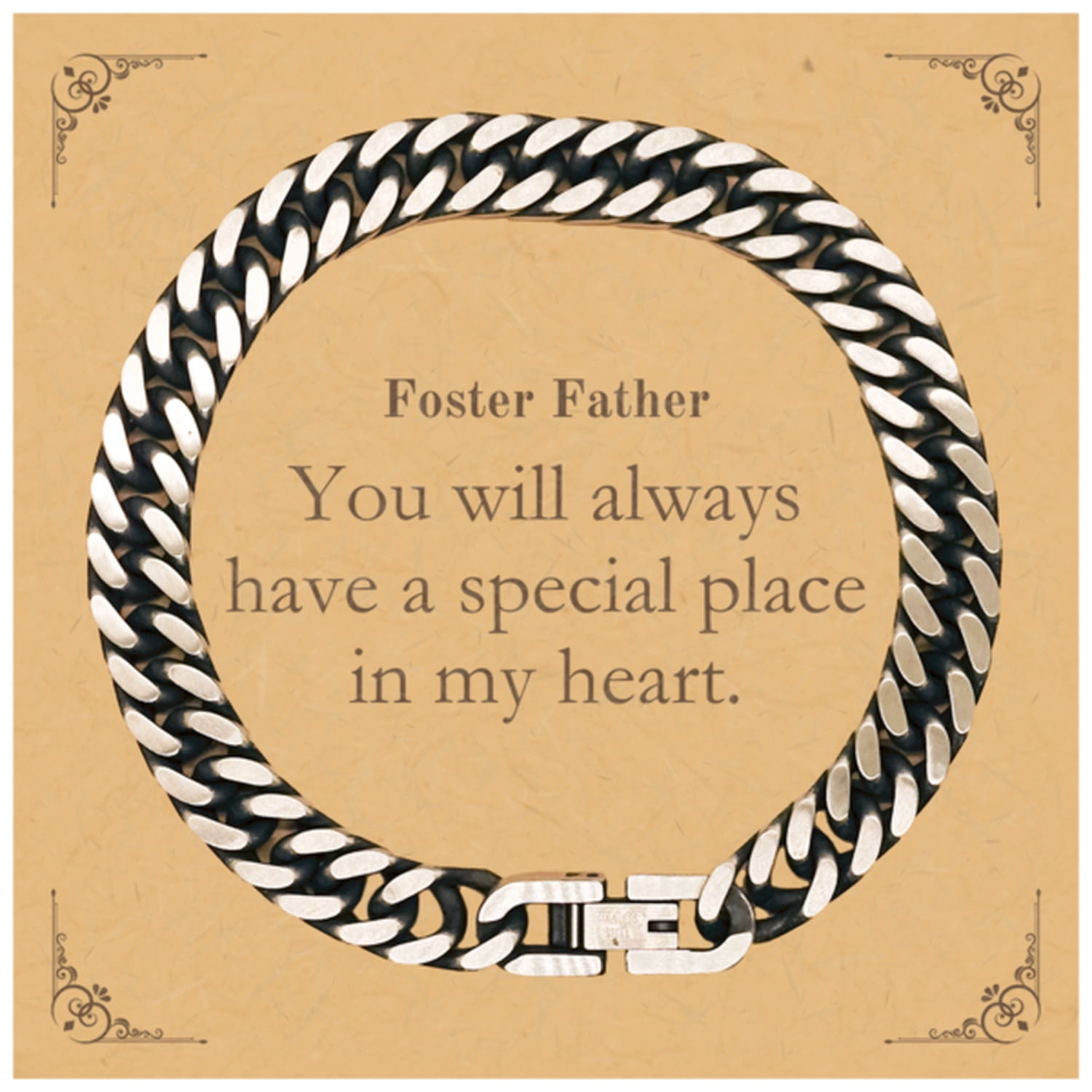 Foster Father Cuban Link Chain Bracelet Engraved with Special Place in ...
