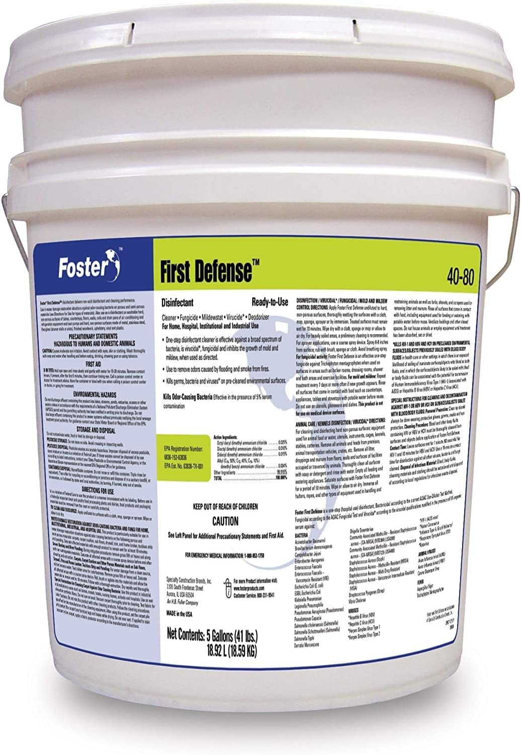 Foster First Defense 40-80 Disinfectant Cleaner. For Home, Hospital ...