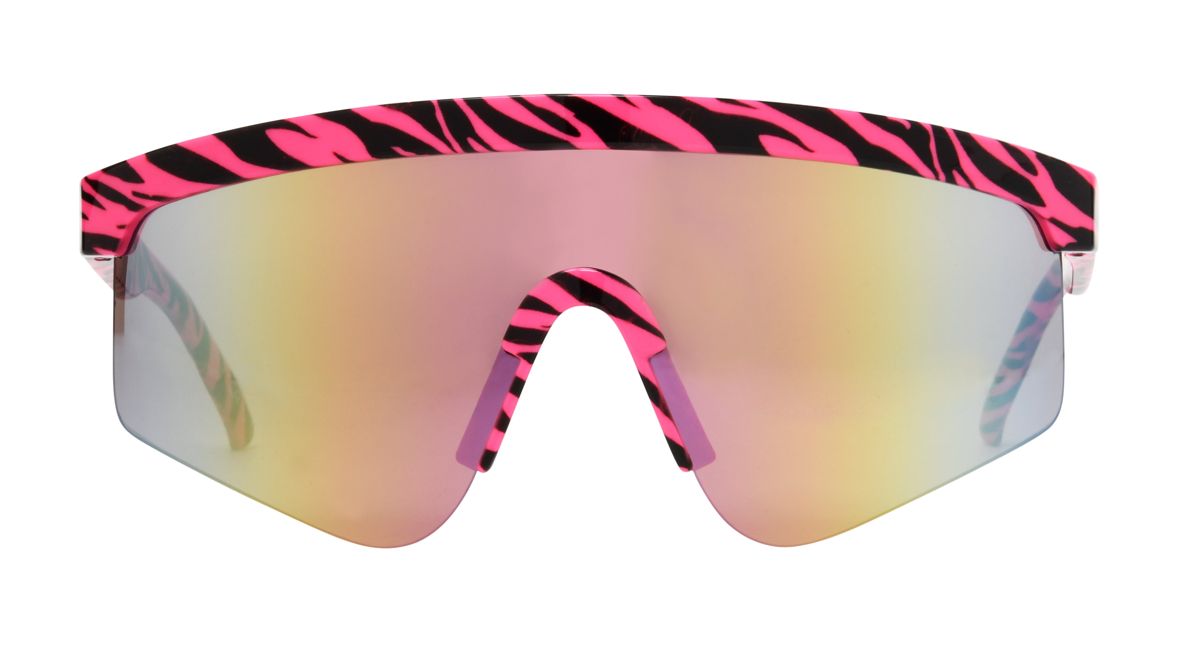Foster Grant Men's Bold Zebra Print Shield Sunglasses, Pink Lenses, 100 ...