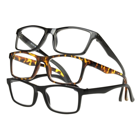 Foster Grant TS3000 Rectangle Men Full Rim Assorted Reading Glasses, +1 ...