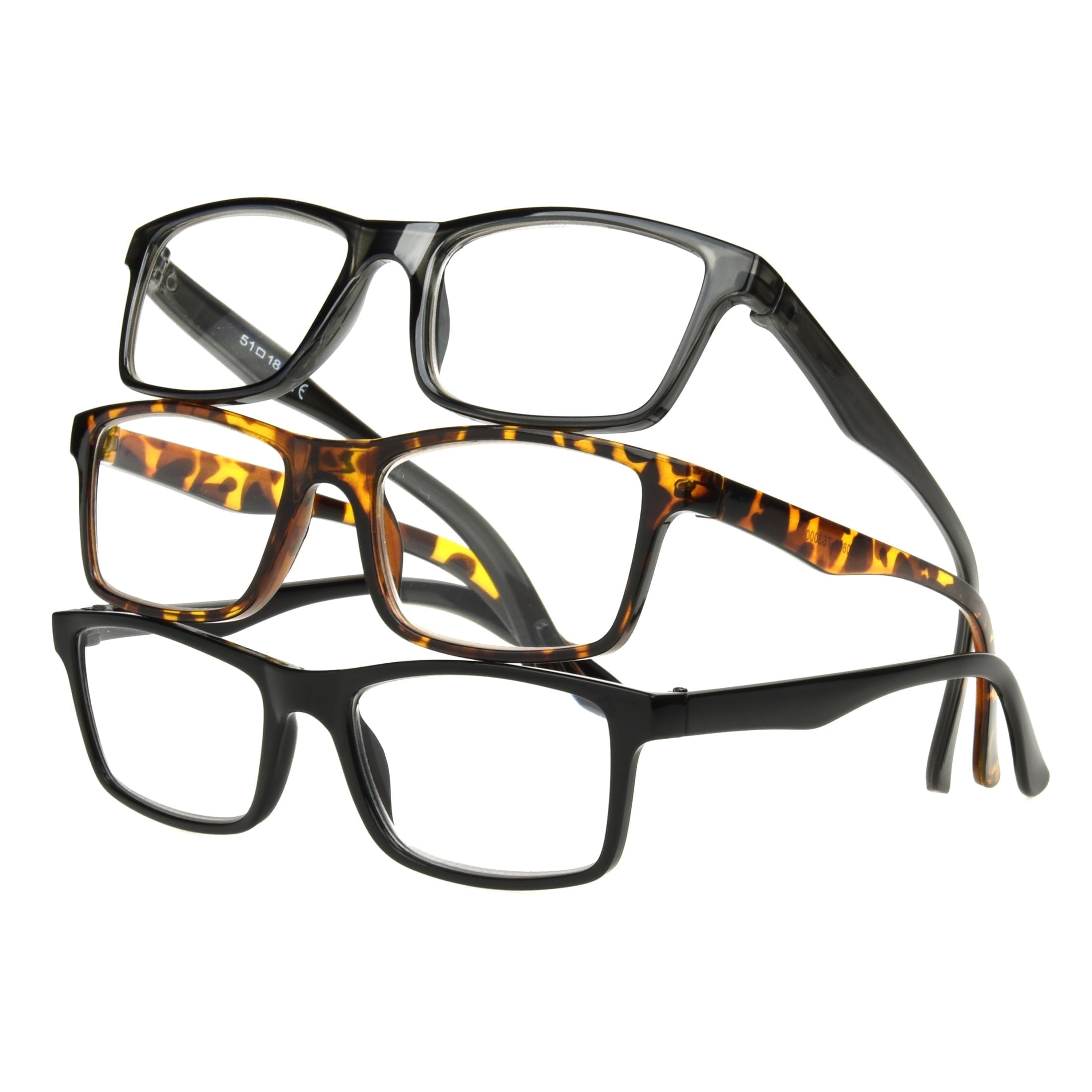 Foster Grant TS3000 Rectangle Reading Glasses, Men, Full Rim, +2.50, 3 ...