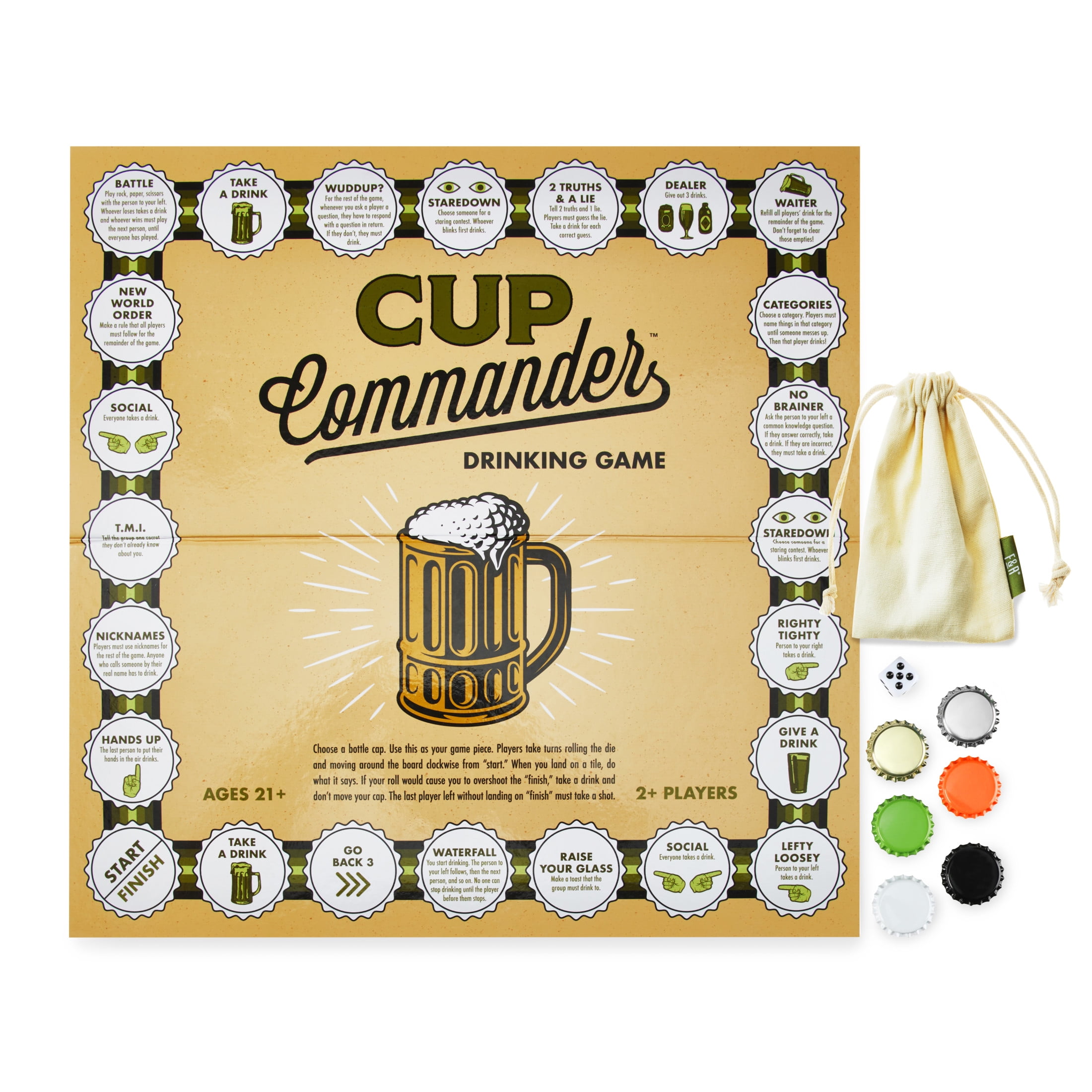 Foster & Rye Cup Commander Board Games for Adult, Drinking Games, Set ...